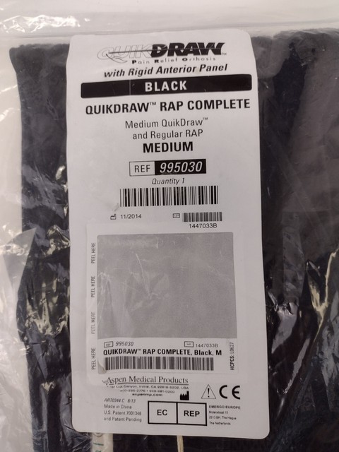 Aspen QUICKDRAW RAP Back Brace Medium 995030 Black for sale online | eBay