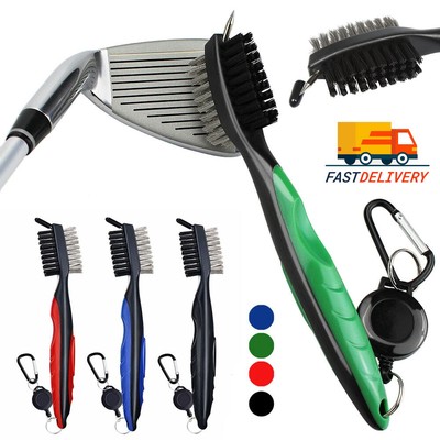 Golf Brush Club Cleaner Tool Kit Groove Hook to Bag For Iron Wood Clubs ...