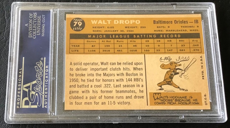 1960 Topps Baseball Trading Card #79 Walt Dropo PSA 7 NM | eBay