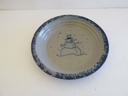 Eldreth Signed Plate Dish SNOWMAN Christmas Cobalt Blue USA | eBay