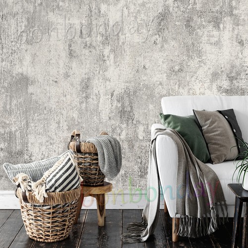 Metallic Concrete Texture Wallpaper Cove Charcoal Grey Stone Feature ...
