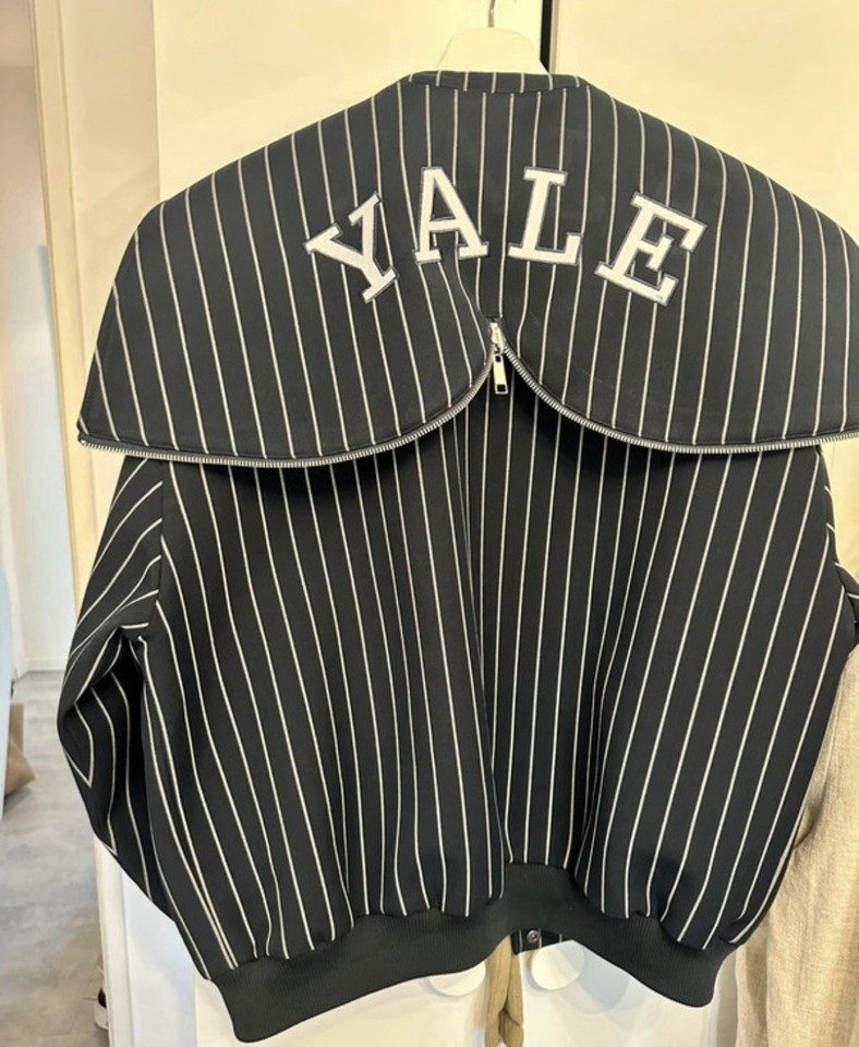 Zara College Baseball Bomber Jacke Blau Weiß Gestreift XS Oversized Neu ...