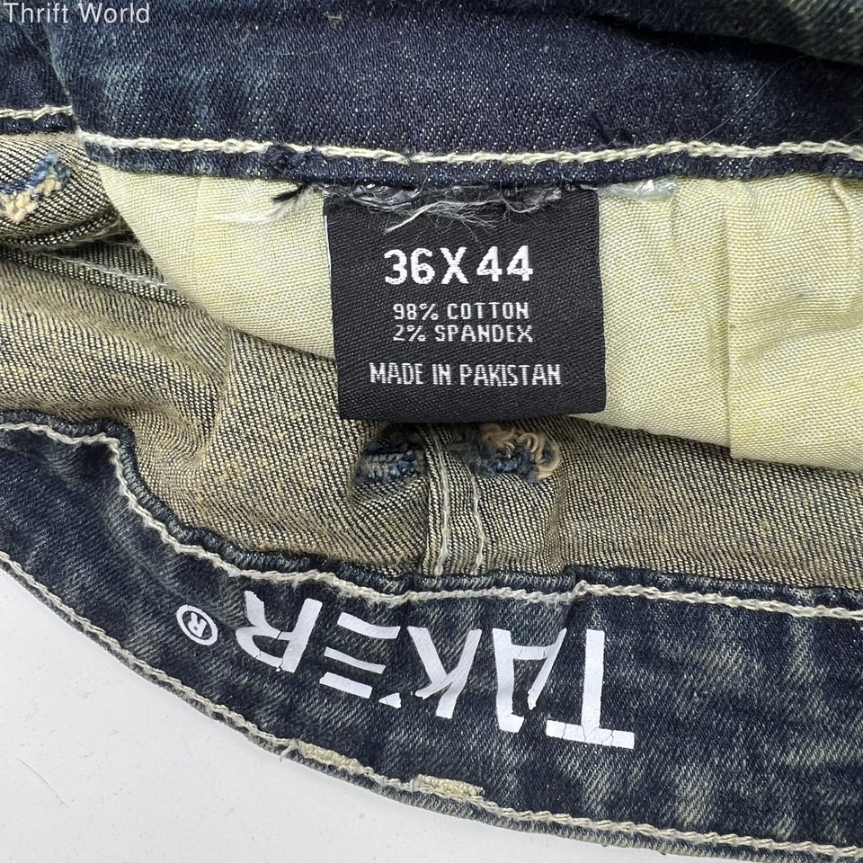 Taker NWT Blue Taupe Distressed Stacker Flared Stretch Jeans Men's Size 36x44 | eBay