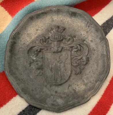 German Munich Pewter Small Plate With City Coat Of Arms Monk & Helmet ...