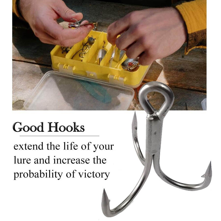 5X Strengthen Treble Hooks Enhanced Strong Barbed Sharp Triple Fishing ...