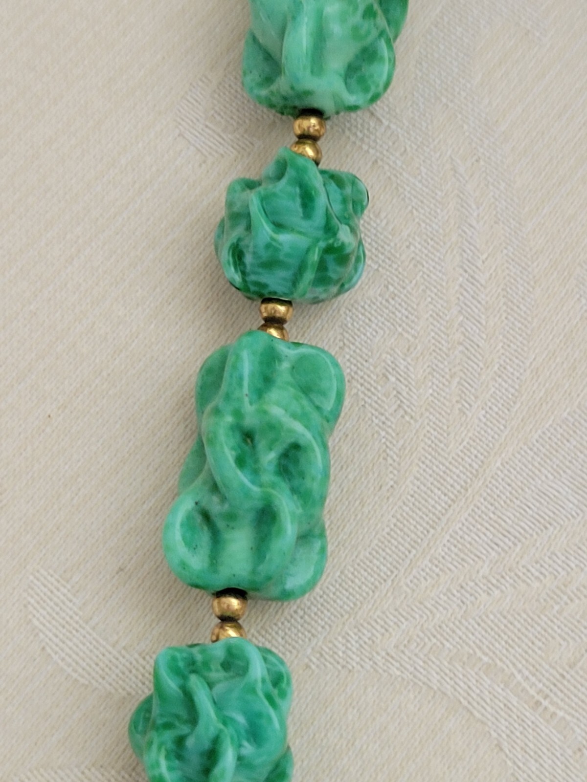 LOUIS ROUSSELET 1930's FRANCE TEXTURED JADE GREEN GLA… - Gem