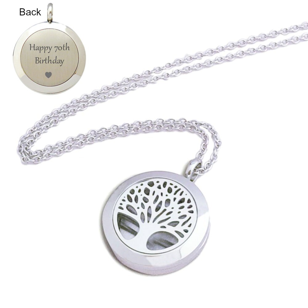 Engraved Tree of Life Locket Necklace, Aromatherapy, 18th, 21st, 40th ...