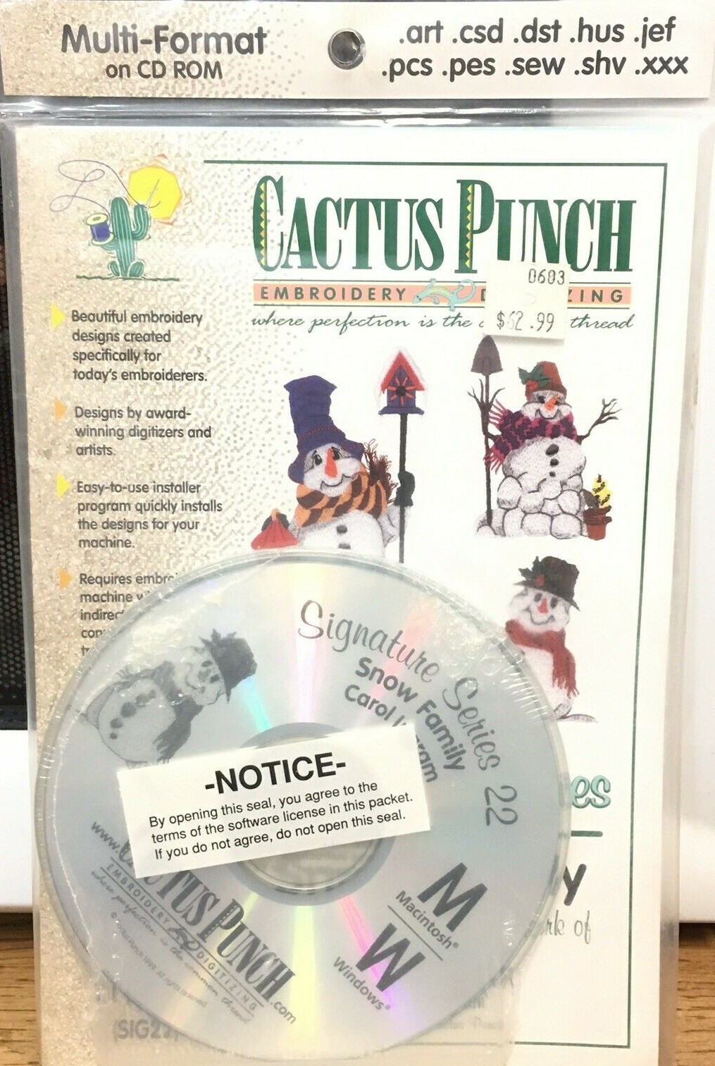 Cactus Punch Machine Embroidery Snow Family 22 Snowmen Multi-Format CD ...