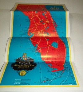 BRIGHT STUNNING MAP! 1947-1948 FLORIDA Guide ATLANTIC COAST LINE ...