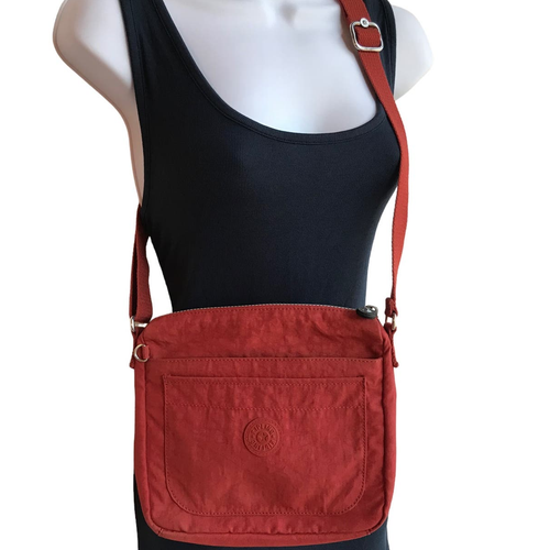 Kipling Coral Orange Crossbody Bag with Multiple Pockets and Zips | eBay