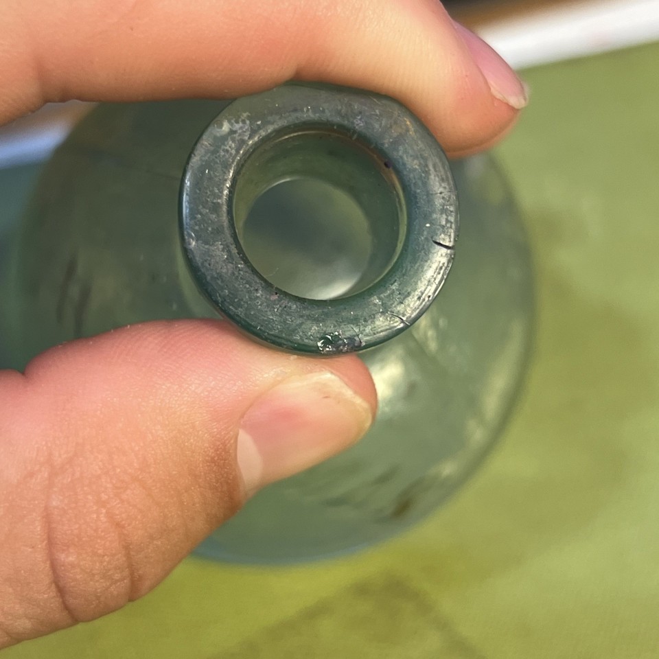 Antique 1880s L.H. Thomas Cone Ink Inkwell Bottle Hand Blown Aqua ...