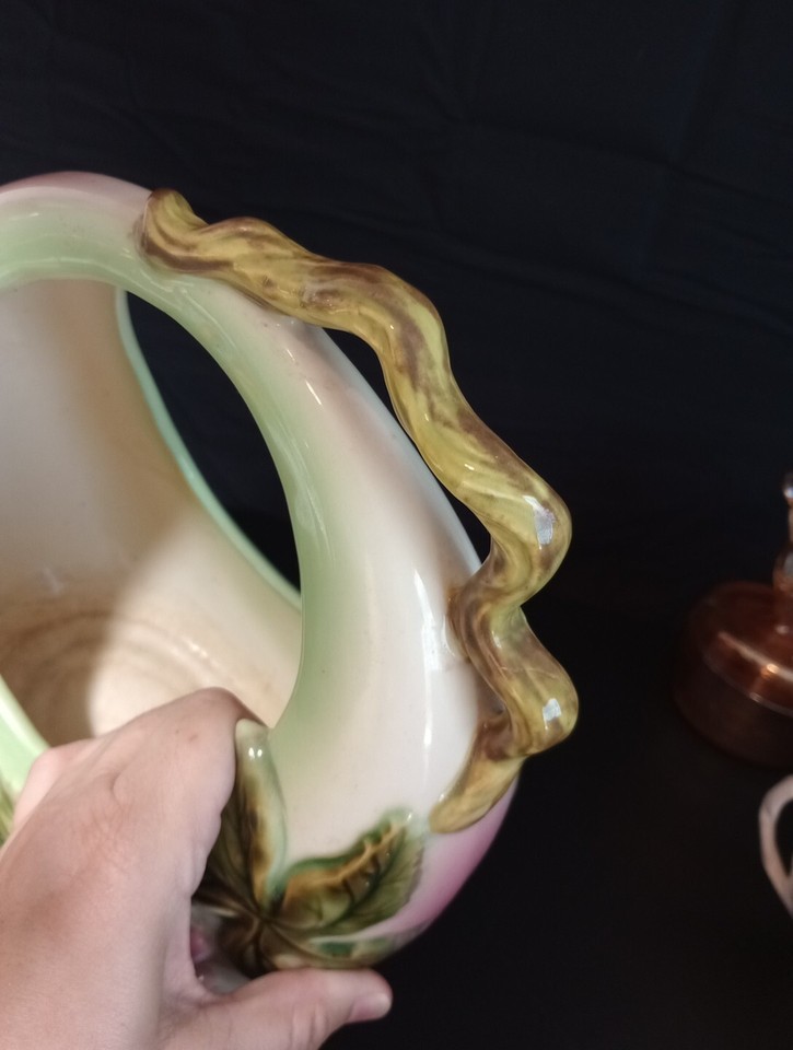 Vntg 1950s Hull Tokay Moon Planter Pink Green Ivory W/Purple Grapes #11 ...