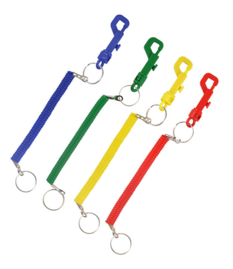 Retractable Spiral Clip On Ring Stretchy Elastic Coil Spring Keyring ...