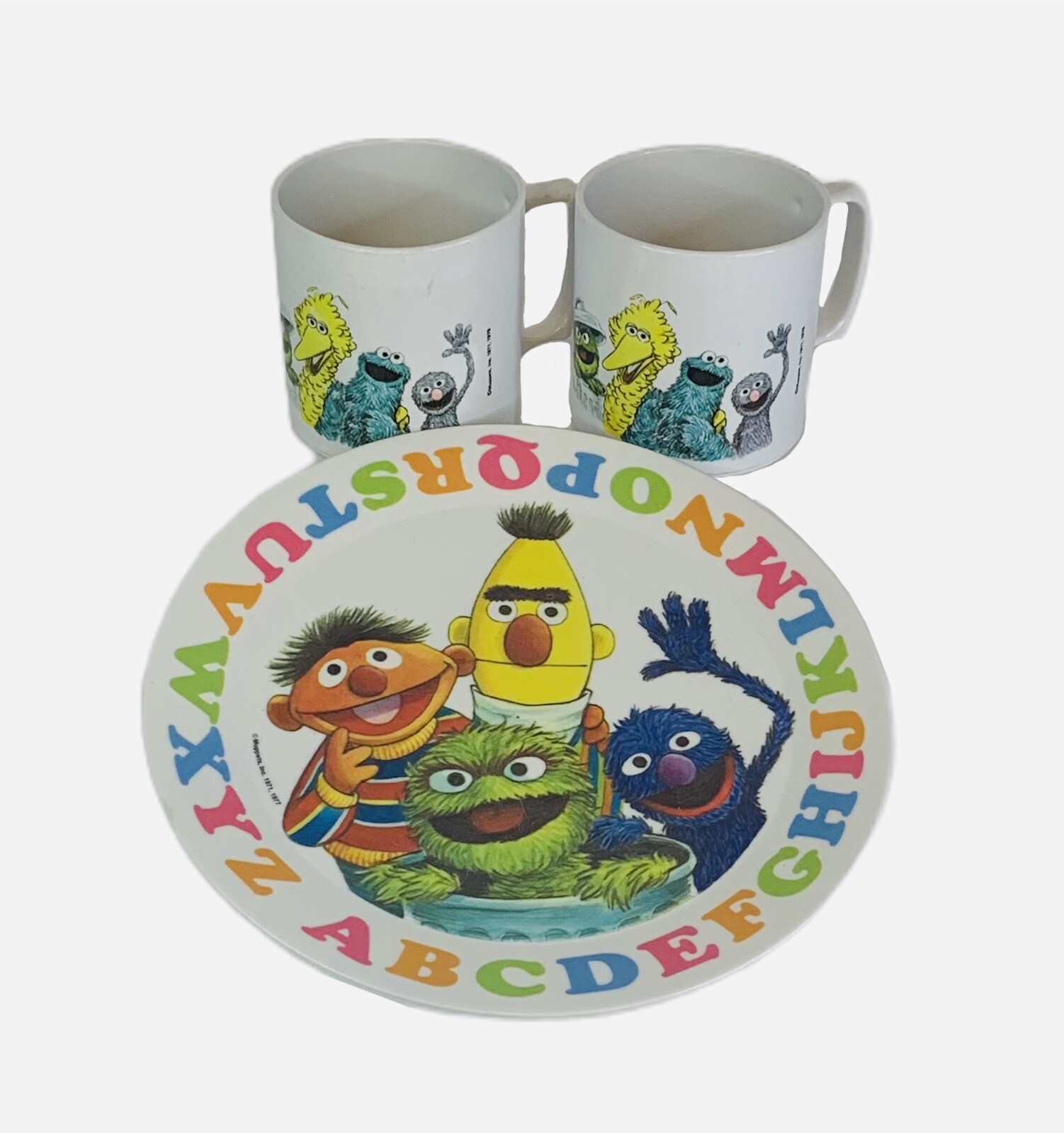 Sesame Street Plate Cup Retro Henson Muppets ABC Plastic Melamine ...