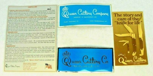 NEW OLD STOCK 4 pc VINTAGE QUEEN CUTLERY STICKERS & BROCHURES POCKET ...