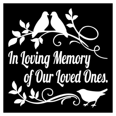 IN LOVING MEMORY DOVE BIRDS SQUARE VINYL DECAL STICKER GLASS CRAFT ...