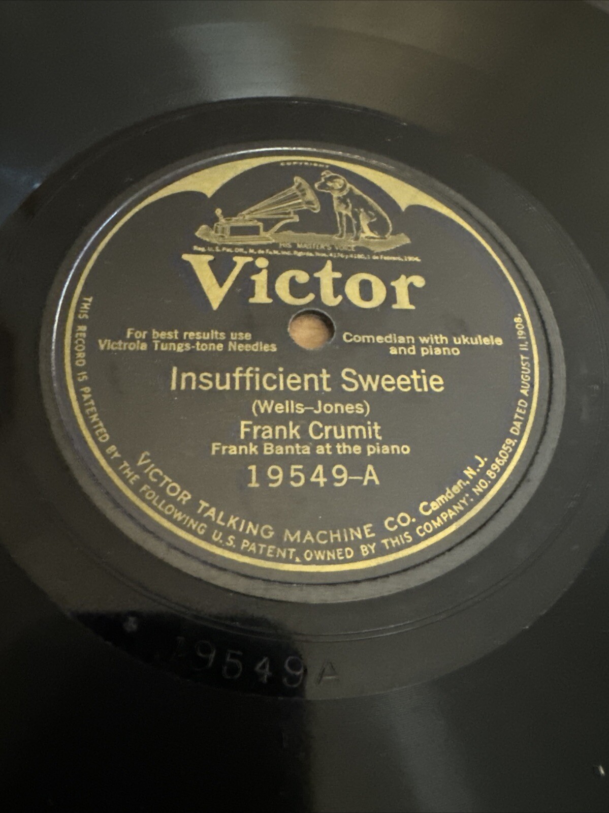 Victor 78 RPM Frank Crumit - Insufficient Sweetie 19549 V++ Frank Banta ...