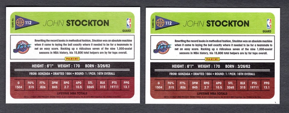 (2) 2012-13 PANINI PAST & PRESENT JOHN STOCKTON CARD #112 LOT **NM-MT** JAZZ | eBay