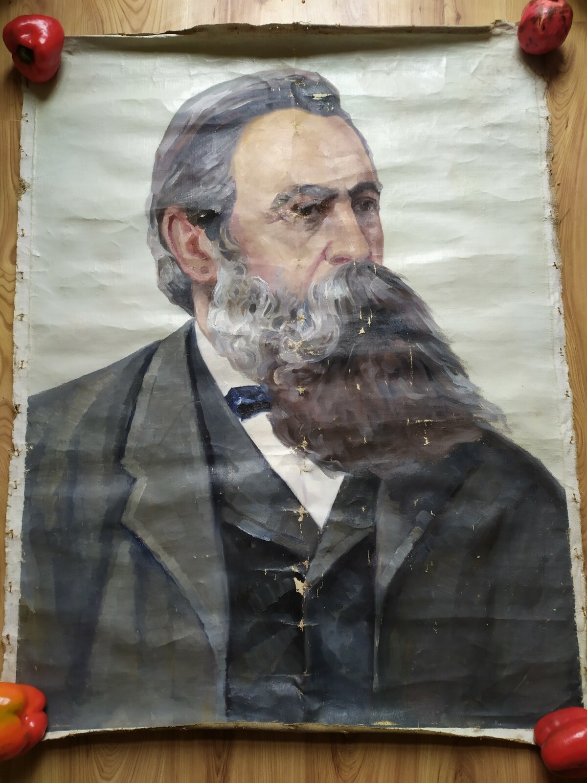 RARE Vintage antique Oil Painting Friedrich Engels Soviet USSR ...