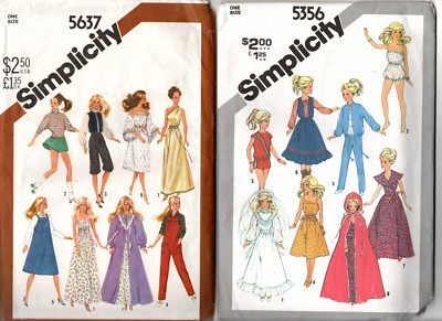 Uncut Fashion Doll Clothes Sewing Patterns Vintage Simplicity 5356 ...