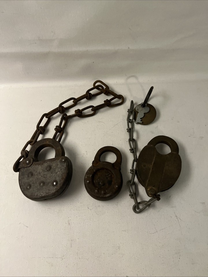 3x Antique Old Adlake National Railroad RR Padlocks Locks Lot w/ Random ...