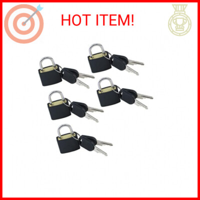 5 Pack Small Black Mini Padlocks with Keys for Schoolbag Suitcase ...