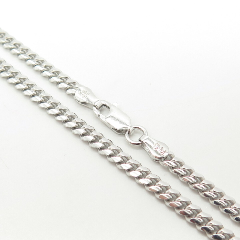 925 Sterling Silver Italy Cuban Chain Necklace 22" | eBay