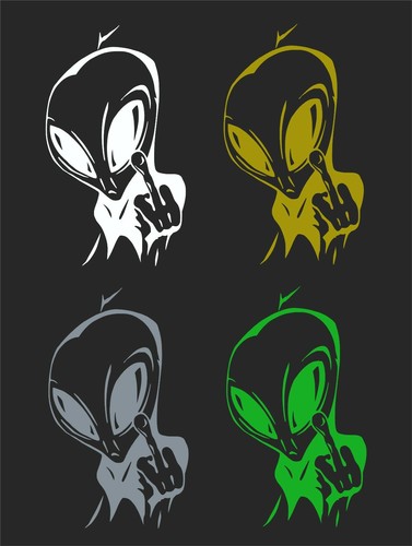 ALIEN MIDDLE FINGER WINDOW DECAL...2 FOR 1 PRICE..PICK YOUR SIZE ...