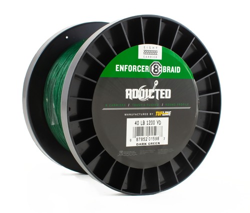 TUF-LINE ADDICTED ENFORCER 8X BRAIDED BULK SPOOL 1200YD DARK GREEN 40LB ...