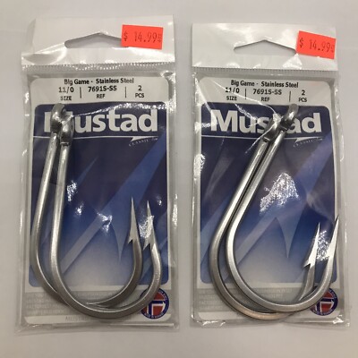 Mustad 7691S Big Game Southern and Tuna Stainless Steel Forged Fishing ...