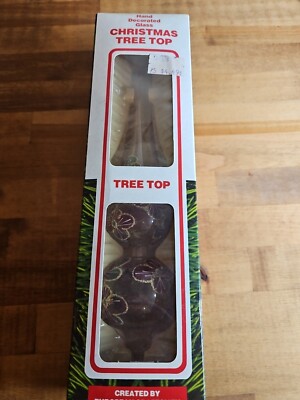 VTG Christmas Tree Top Hand Decorated Glass Topper Old World Tradition ...