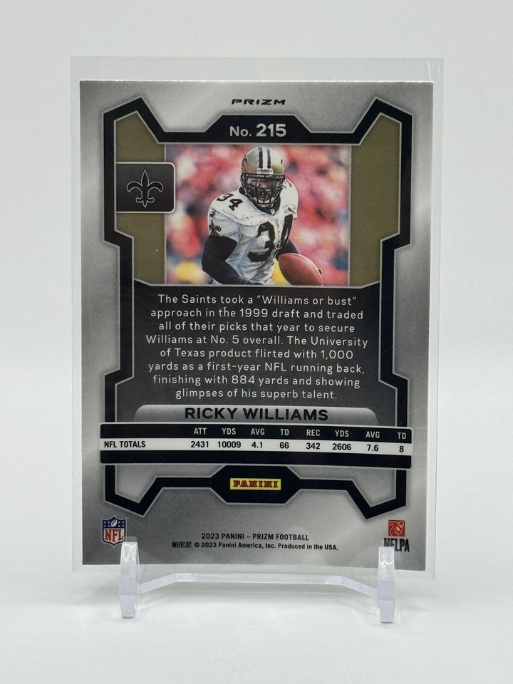 2023 Panini Prizm Ricky Williams Neon Green Pulsar #215 New Orleans ...