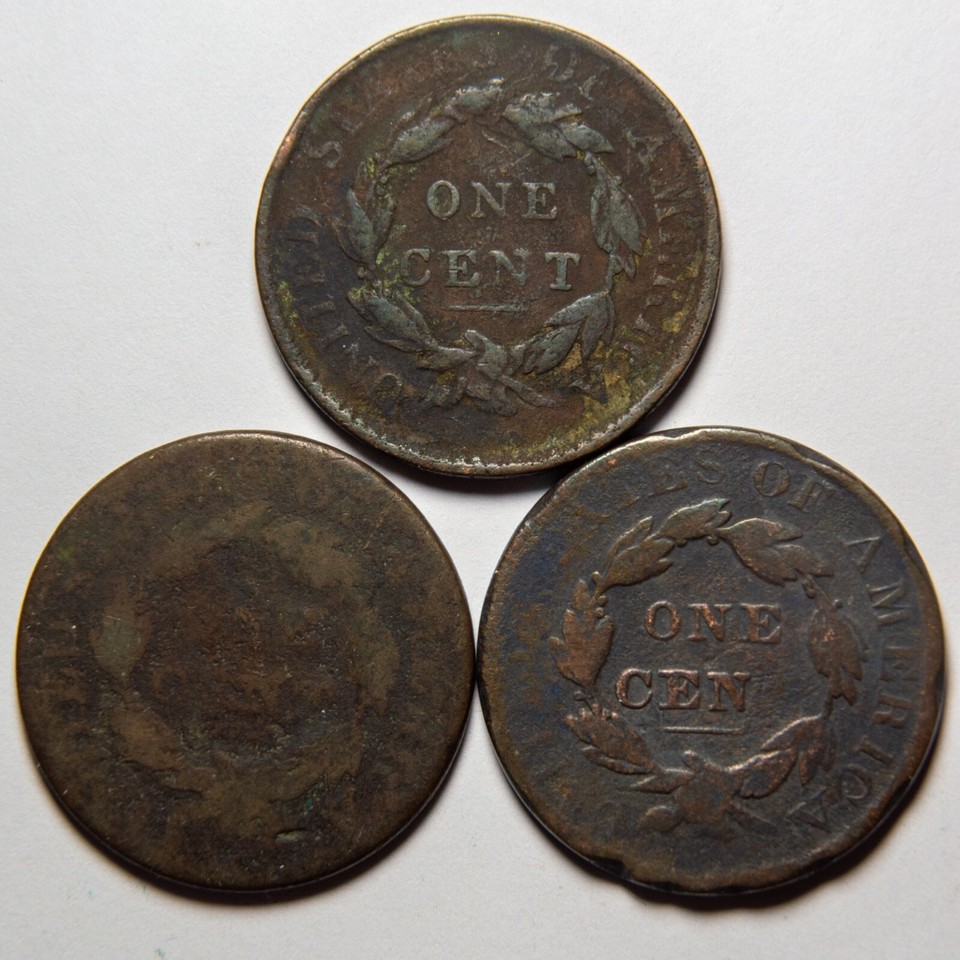 Lot of 3 Coronet Liberty Head Large Cents - 1817, 1828, 1830 | eBay