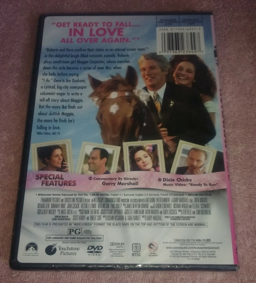 Runaway Bride DVD Widescreen Julia Roberts Richard Gere Gary Marshall ...