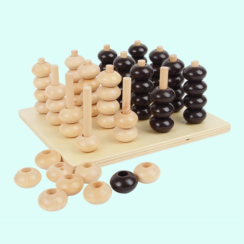 Four in A Row Board Games Wooden 3D Classic Strategy Game 4 Connect in ...