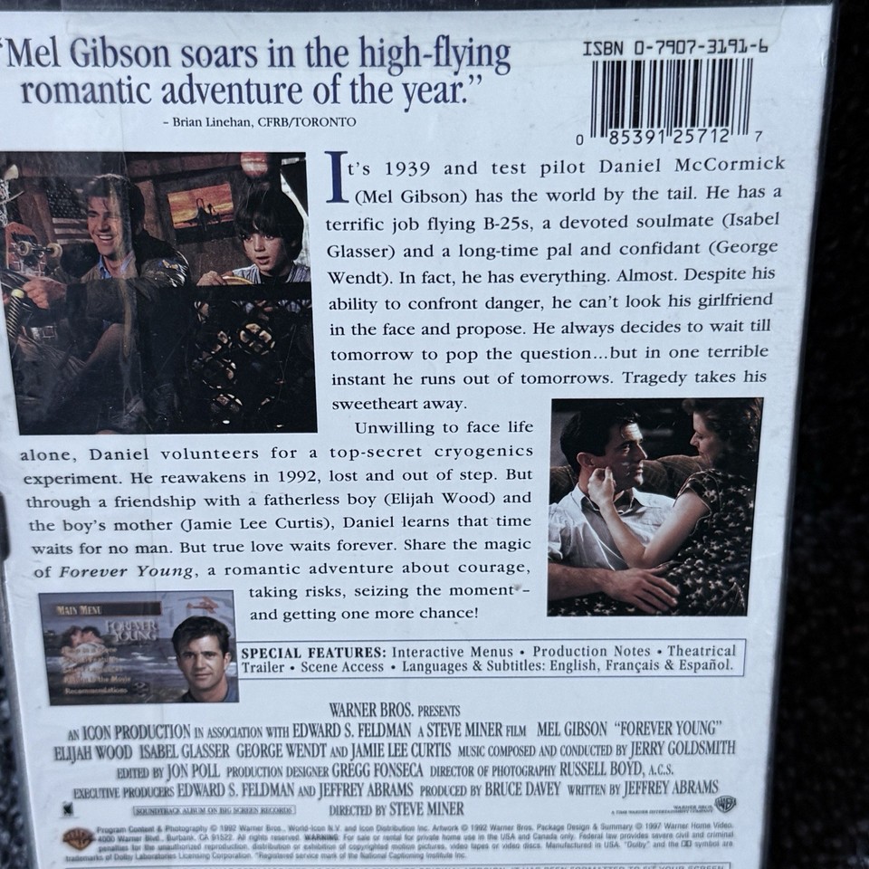 FOREVER YOUNG (DVD) Mel Gibson, Elijah Wood, Jamie Lee Curtis, Isabel ...