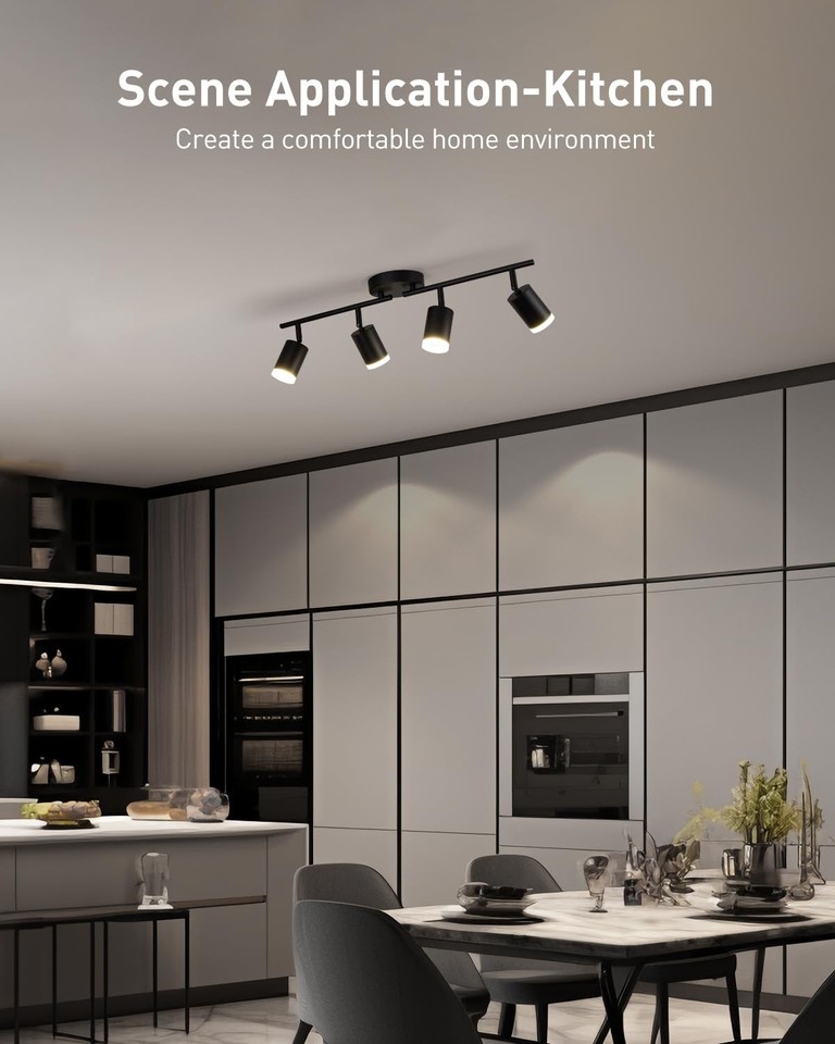 Flexible Led Track Lighting, 4-Light Black Track Lighting Fixtures ...