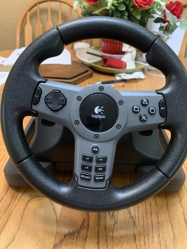 Logitech PS3 PS2 Driving Force Wireless Racing Steering Wheel with Box ...