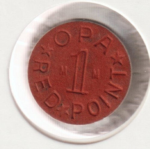 1944 US WWII OPA Red MM Ration Token Collectible WW2 Collection Old War ...