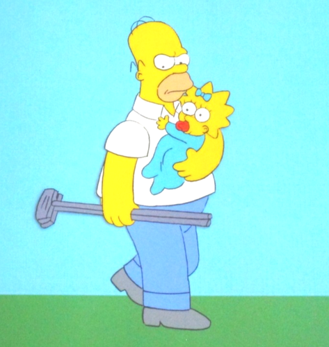 1990 SIMPSONS GOLFING HOMER FOX ORIGINAL PRODUCTION CEL Walt Disney ...