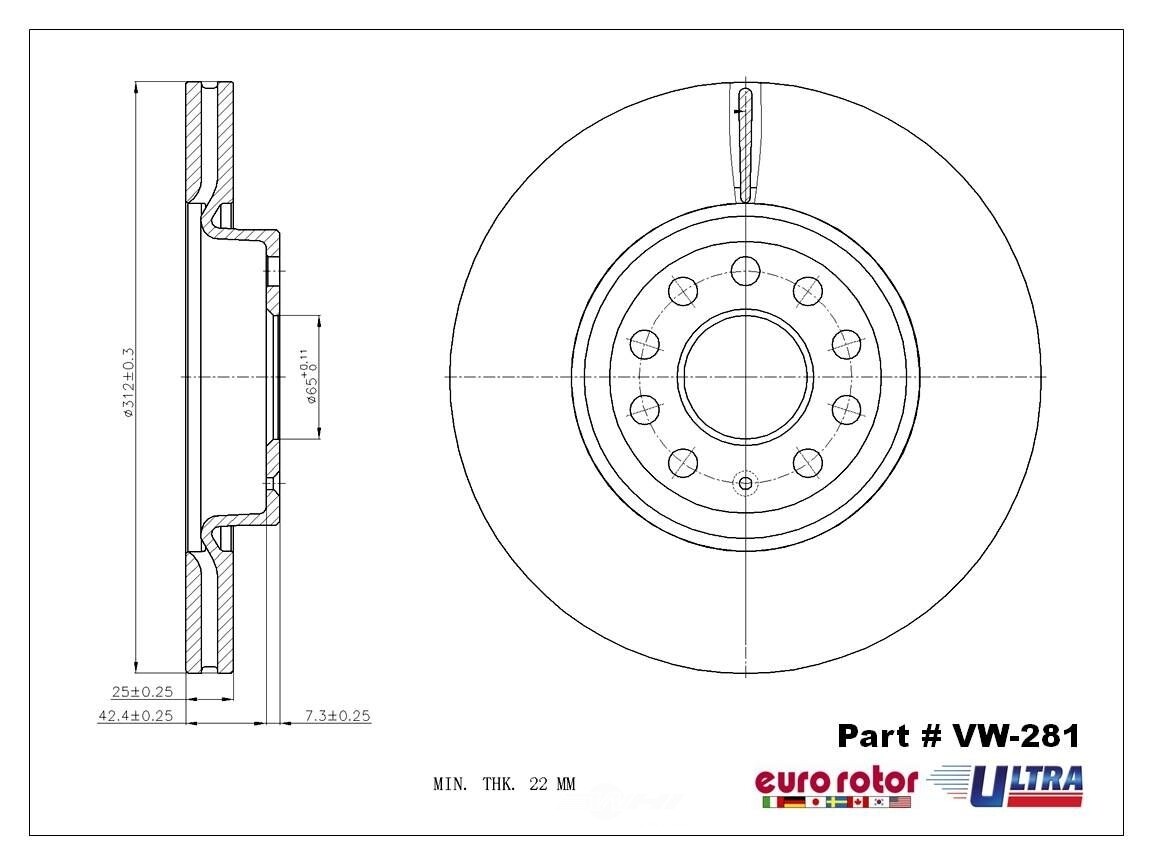 Disc Brake Rotor-FWD Eurorotor VW-281 for sale online | eBay