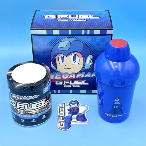 G Fuel Mega Man Blue Bomber Slushee Collector's Box + Mega Buster Gun ...