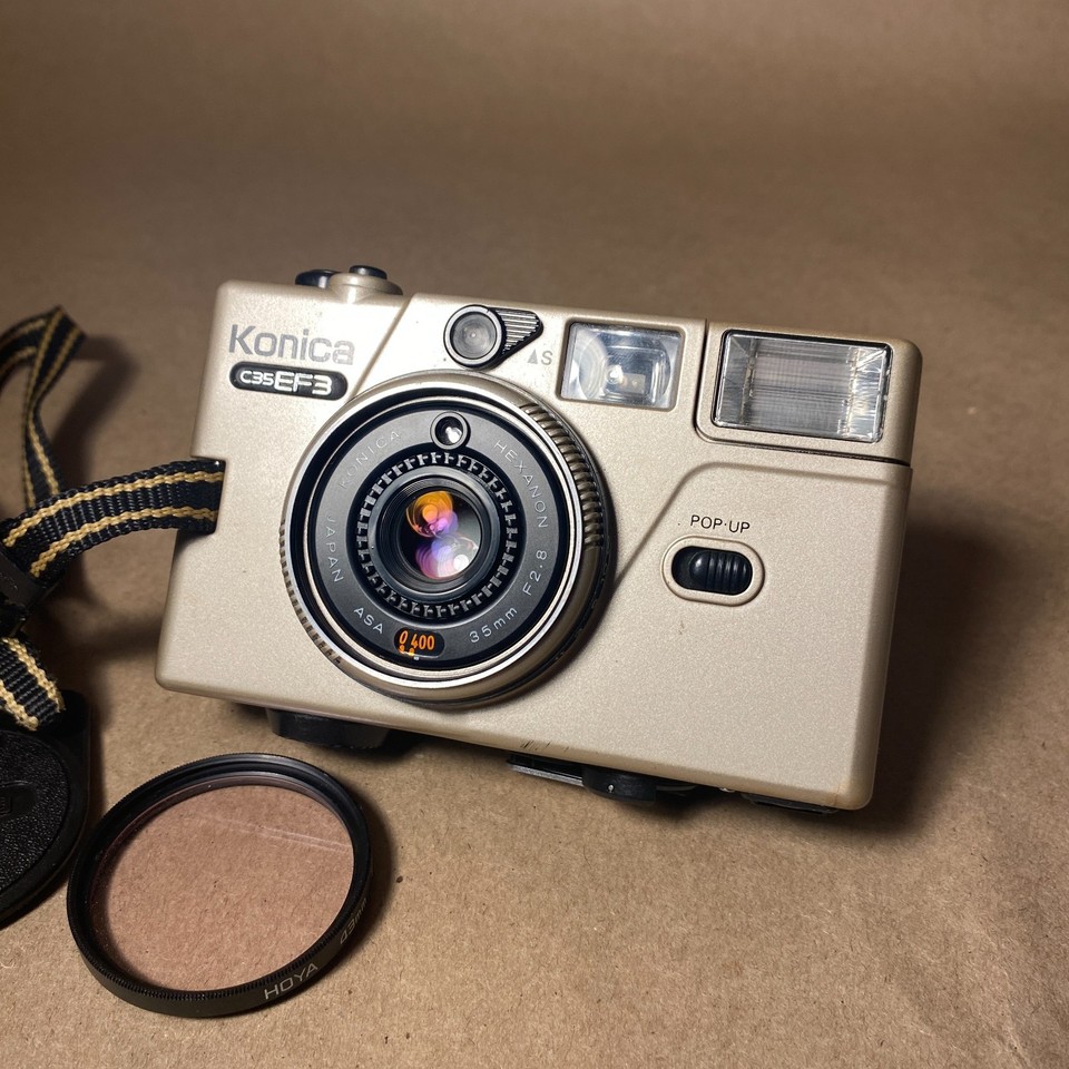 Konica C35 EF3 35mm Point and Shoot Film Camera Gold Champagne TESTED ...