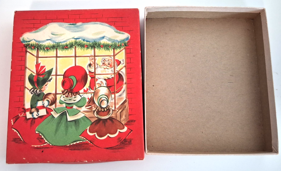 Vintage Cheerio Christmas Card Empty Box 3 Little Girls See Santa in ...