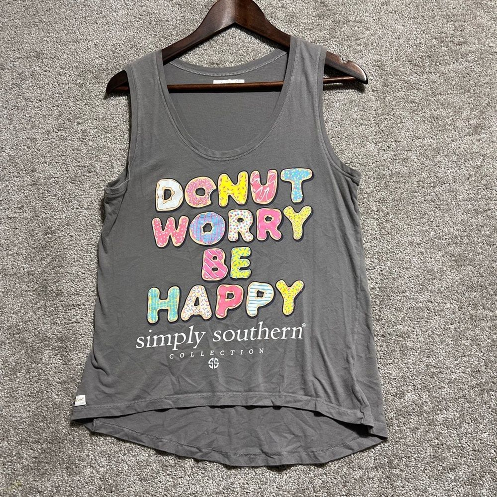 Simply Southern Woman’s Donut Worry Be Happy Tank Top… - Gem