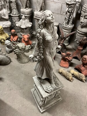 Our Lady Of Roses statue with stunning pedestal, concrete garden ...