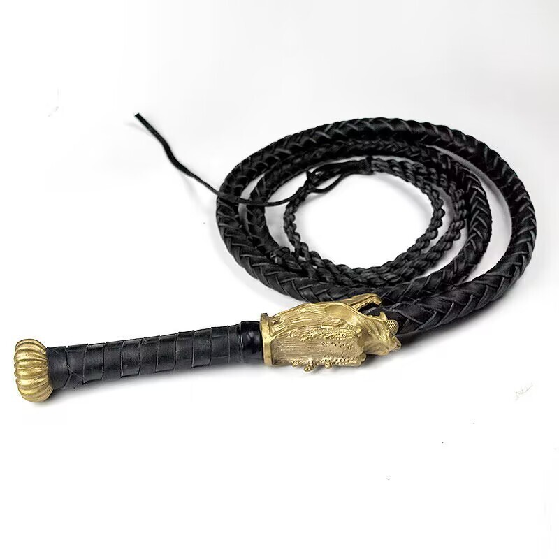 New Handmade Bronze Dragon Head leather Whip Horse Bull Whip Cowboy ...