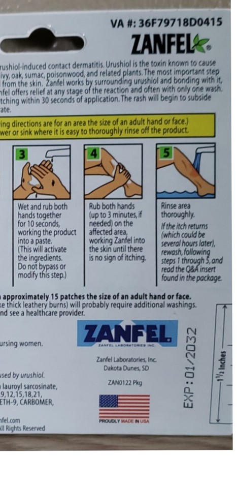 Zanfel Poison Ivy Oak & Sumac Wash Away Poison Ivy Full Sz 1fl New ...