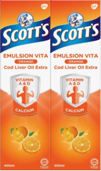 5 BOTTLES NEW SCOTTS EMULSION COD LIVER OIL ORANGE FLAVOR 400ML - Fast ...