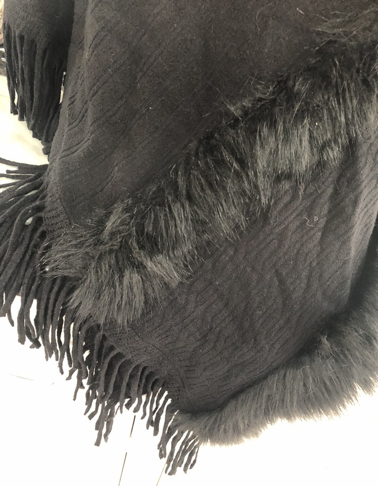 Ladies Faux Fur Cape Wrap Poncho By Viwei Moda One Size Stunning | eBay